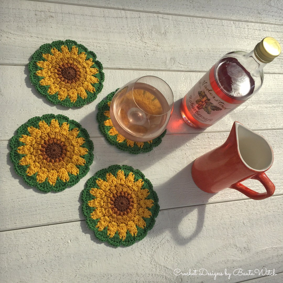 DIY – Virkade solrosor som glasunderlägg | BautaWitch