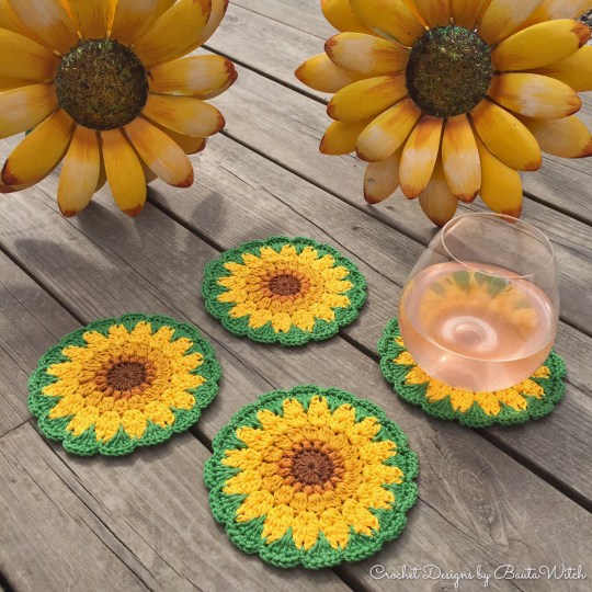 DIY – Virkade solrosor som glasunderlägg | BautaWitch