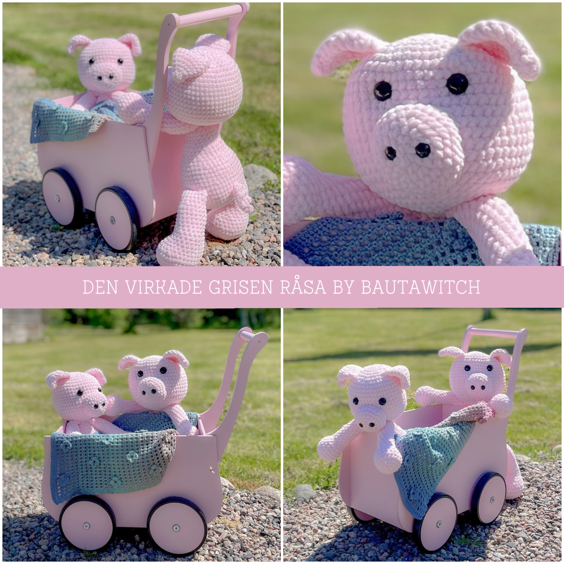 DIY – Grisen Råsa virkad i sammetsgarn | BautaWitch